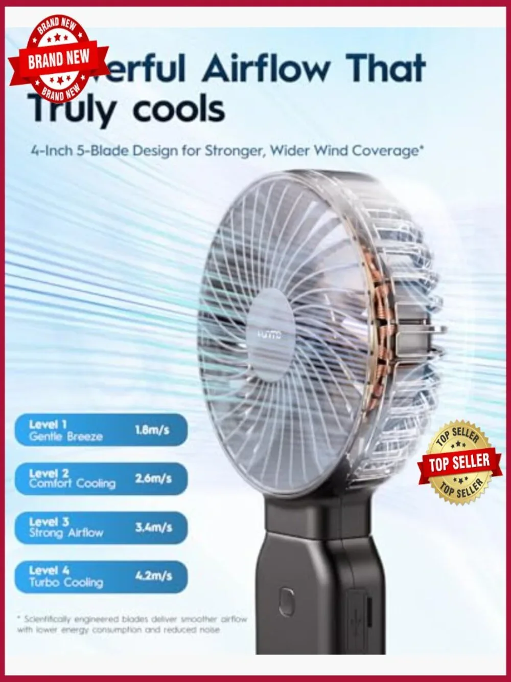 Other | Portable Handheld Fan 1000mah Rechargeable Power Bank 53h ...